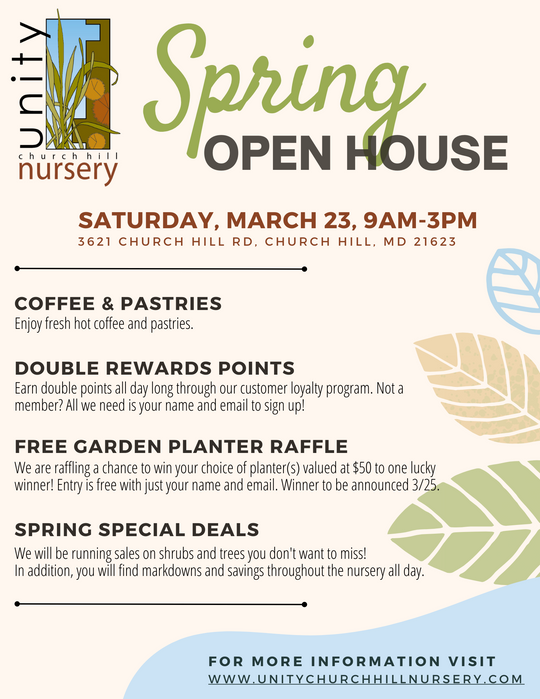 Spring Open House – Unity Church Hill Nursery, LLC